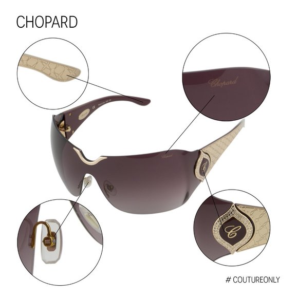 Chopard | Accessories | New Chopard 23k Gold Shield Sunglasses Sch8838fc | Poshmark